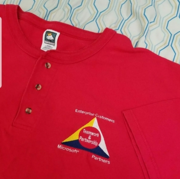 Microsoft | Shirts | Vintage 9s Microsoft Computer Polo Henley Tech ...